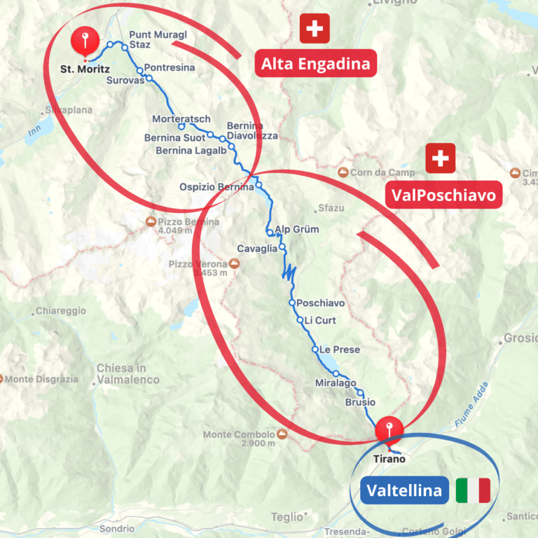 Il percorso del Trenino del Bernina e tutte le fermate